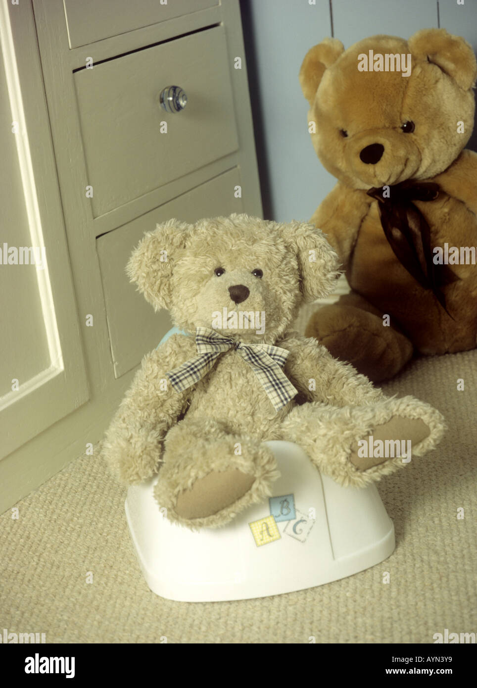 Potty training with the aid of teddy bears, UK U.K Stock Photo - Alamy