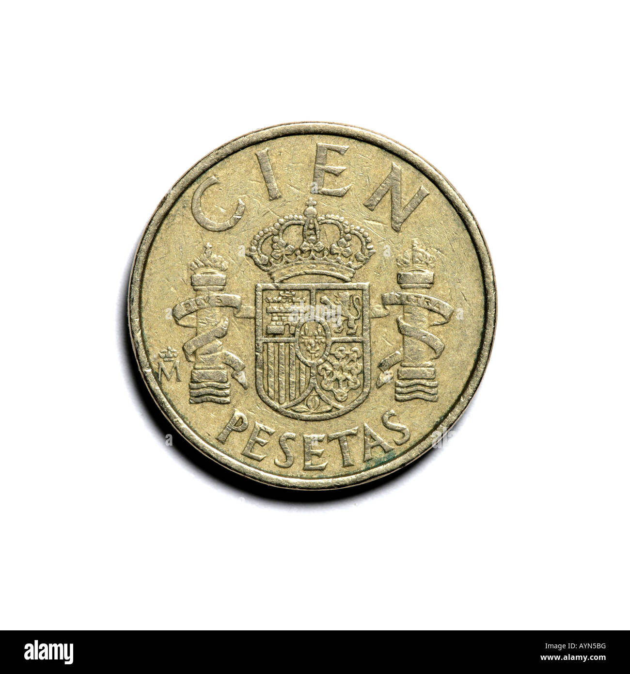 Spanish ONE HUNDRED PESETA coin Stock Photo - Alamy
