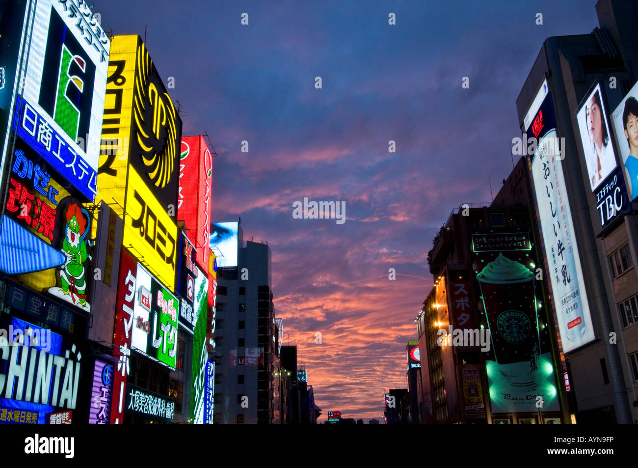 Japan Osaka Minami Dotonbori District urban street scene at night Stock ...
