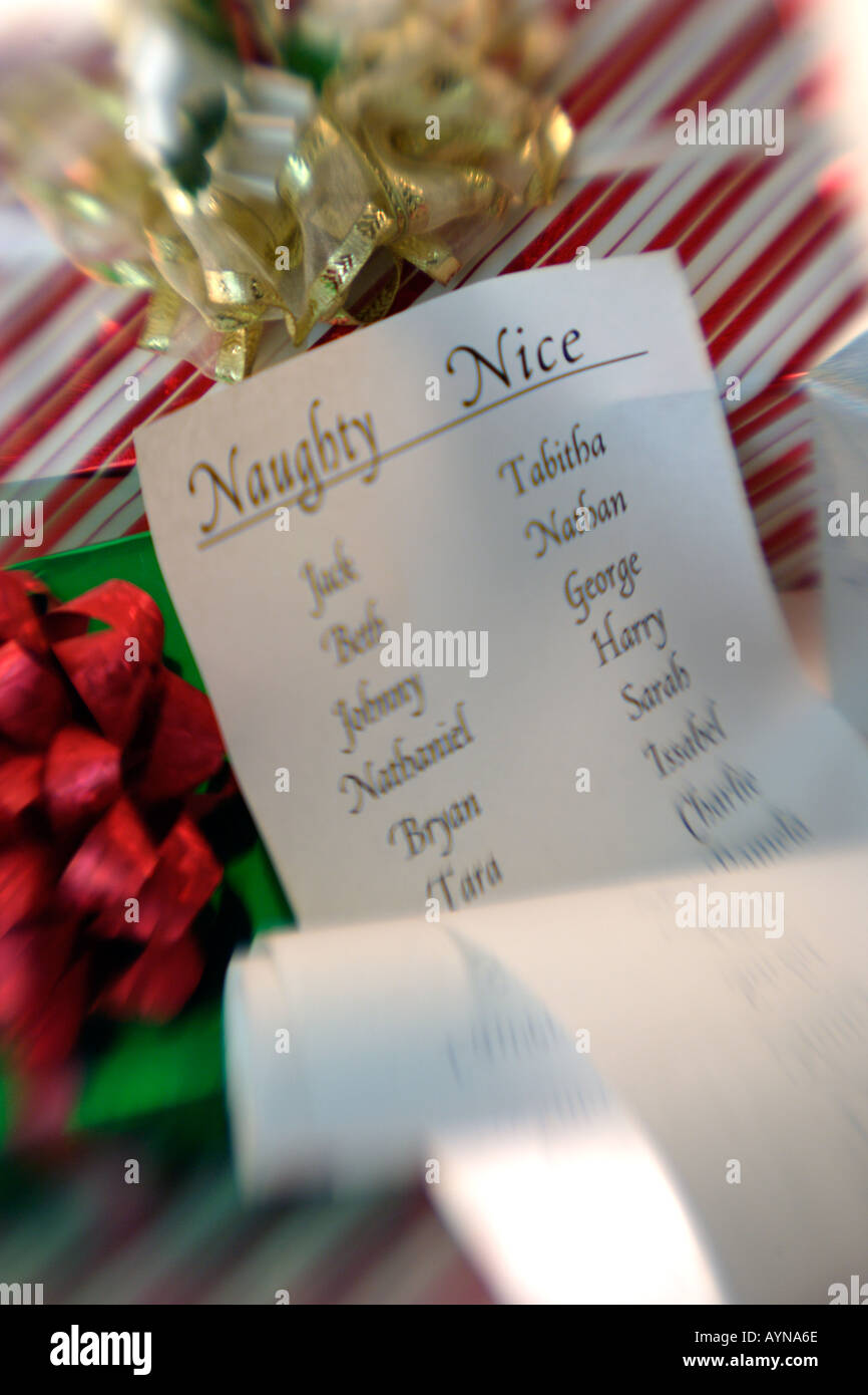 Santa's naughty and nice Christmas list Stock Photo - Alamy