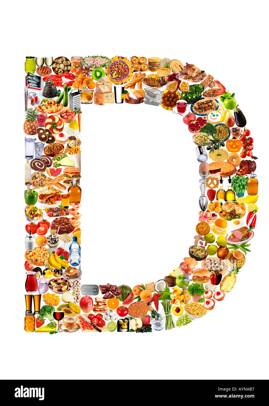 FOODFONT LETTER D ON WHITE Stock Photo - Alamy