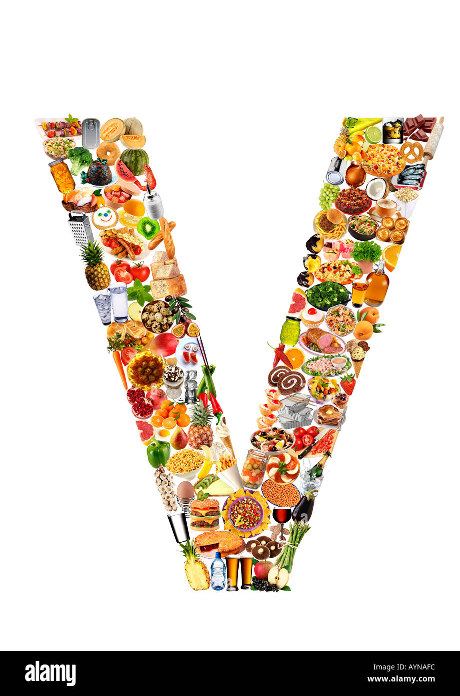 FOODFONT LETTER V ON WHITE Stock Photo - Alamy
