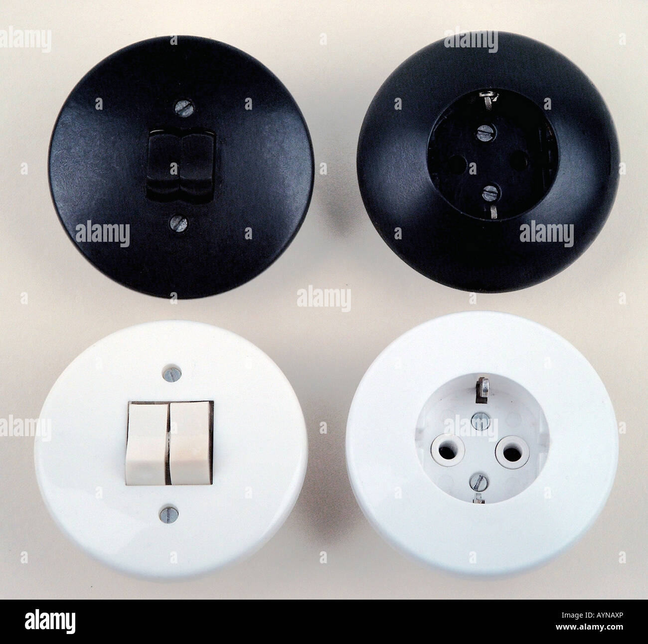 household, light switch and wall socket, GDR, 20th century, historic ...