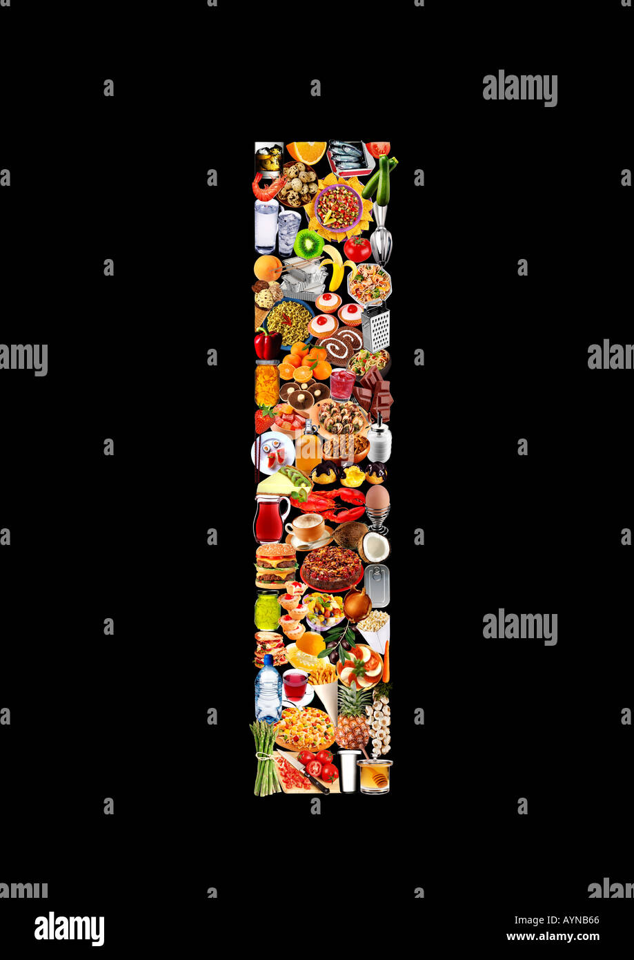 FOODFONT LETTER I ON BLACK Stock Photo - Alamy
