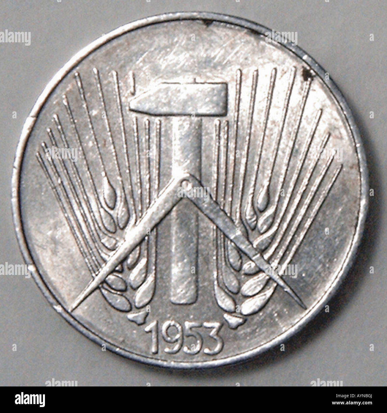 money, coins, GDR, 1 Pfennig, Aluminium, head side, 1953 Stock Photo ...