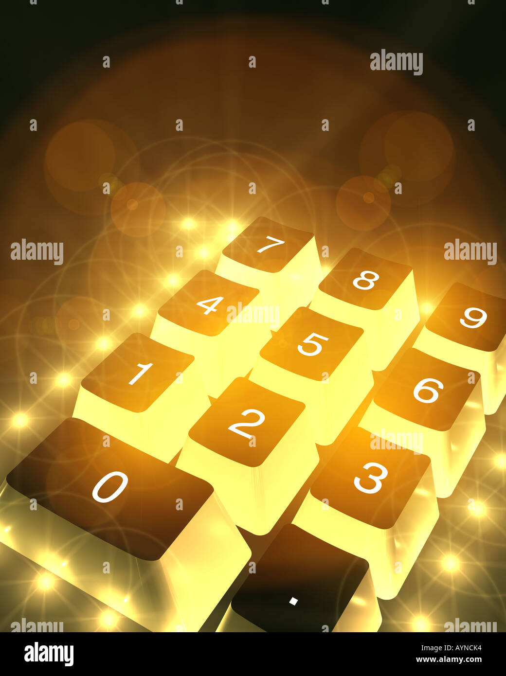 Number Numeral Key Keypad Gold One TWO THREE TECHNOLOGY LETTERS Stock ...