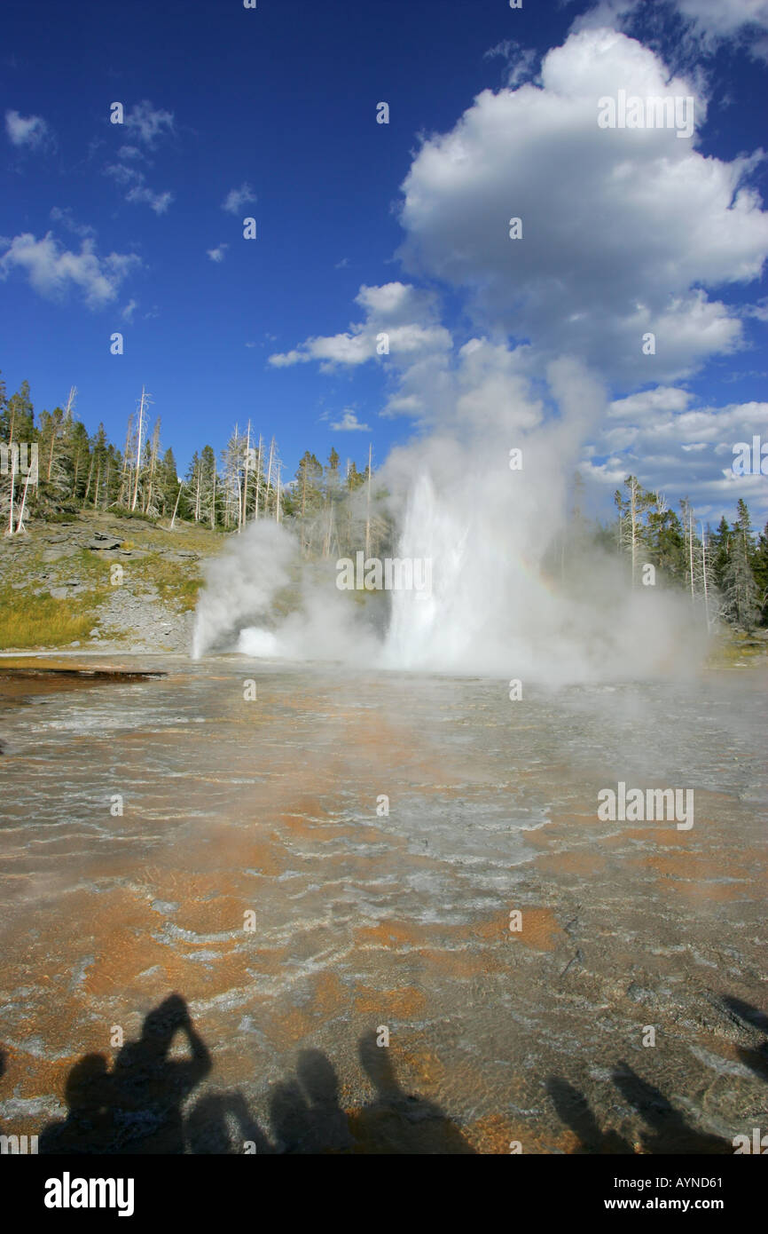Grand geyser erupting in Yellowstone Stock Photo - Alamy
