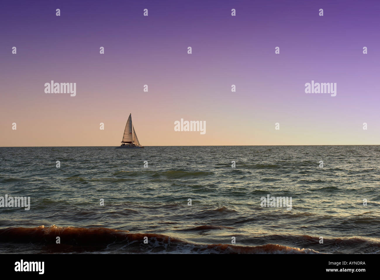 ocean sea water sunset dusk dawn waves gulf of mexico light sail ...