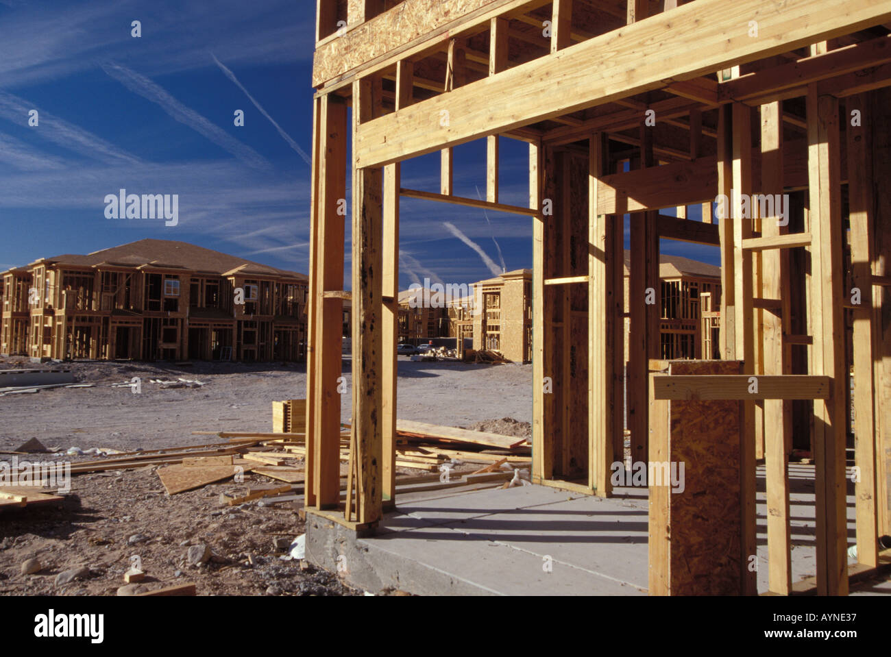 Housing construction of an entirely new neighborhood in Las Vegas ...
