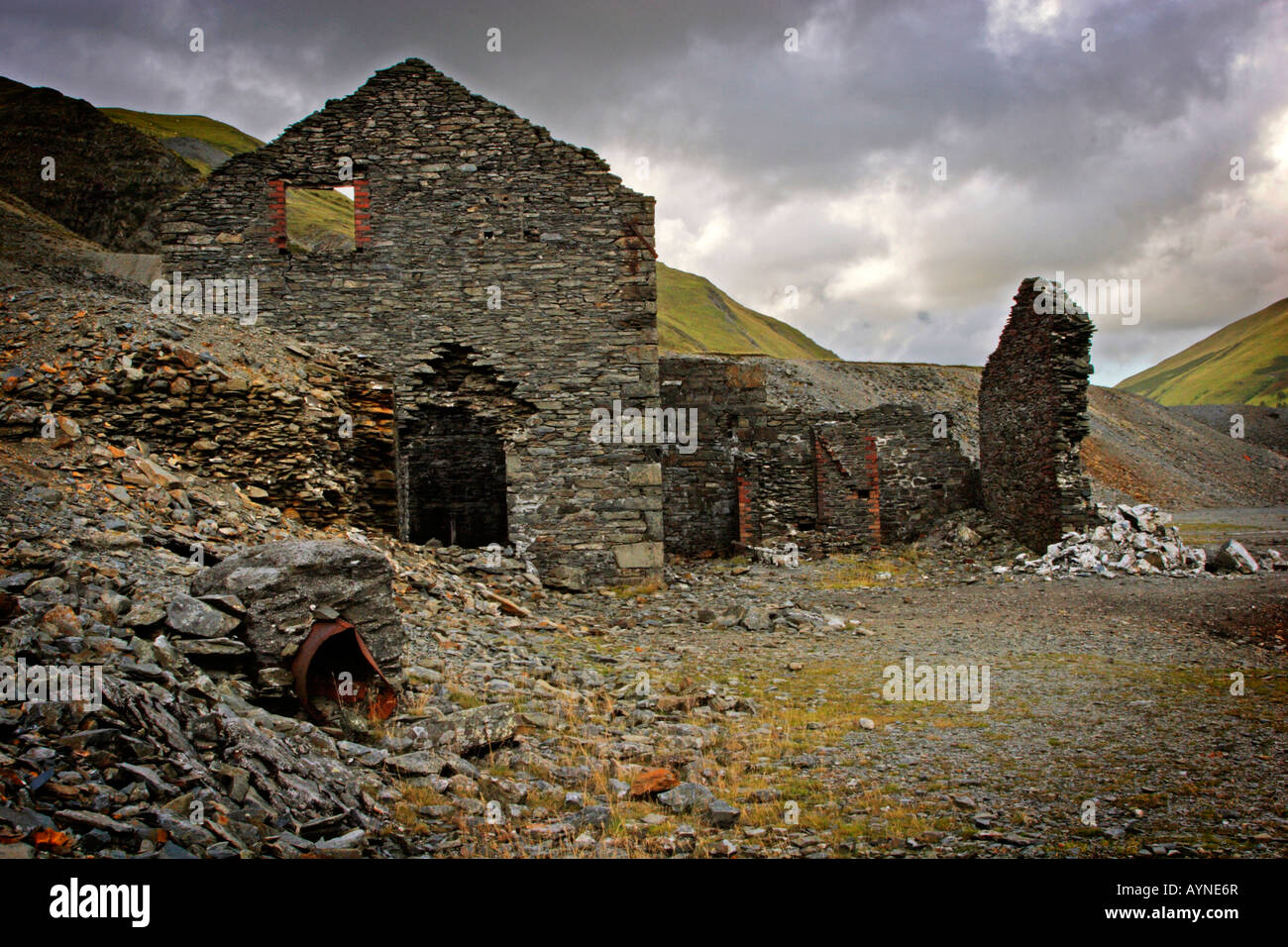 Abandoned mine building Cwmystwyth Wales Stock Photo - Alamy