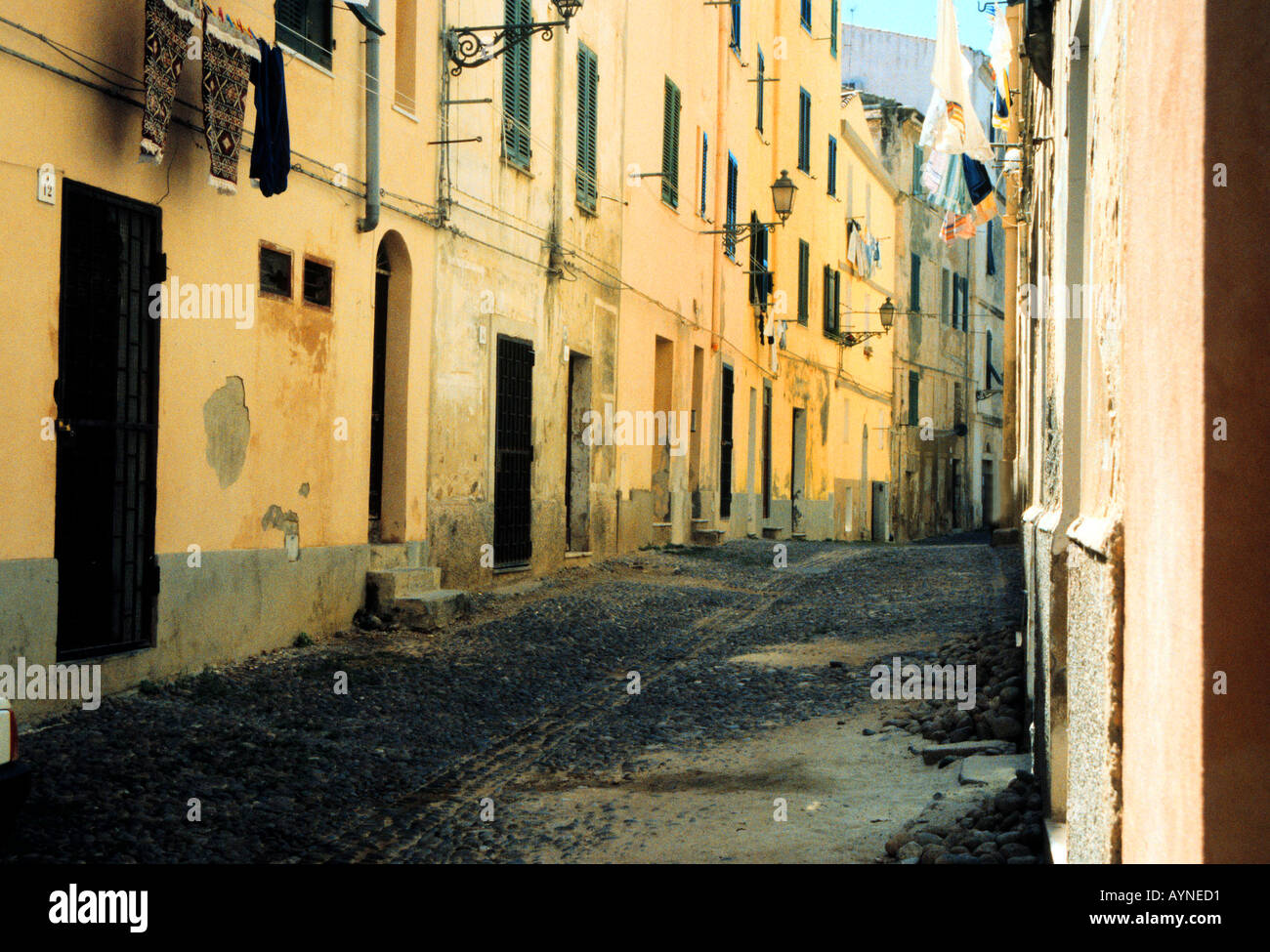 RESIDENTIAL STREET IN ALGHERO OLD TOWN Stock Photo - Alamy