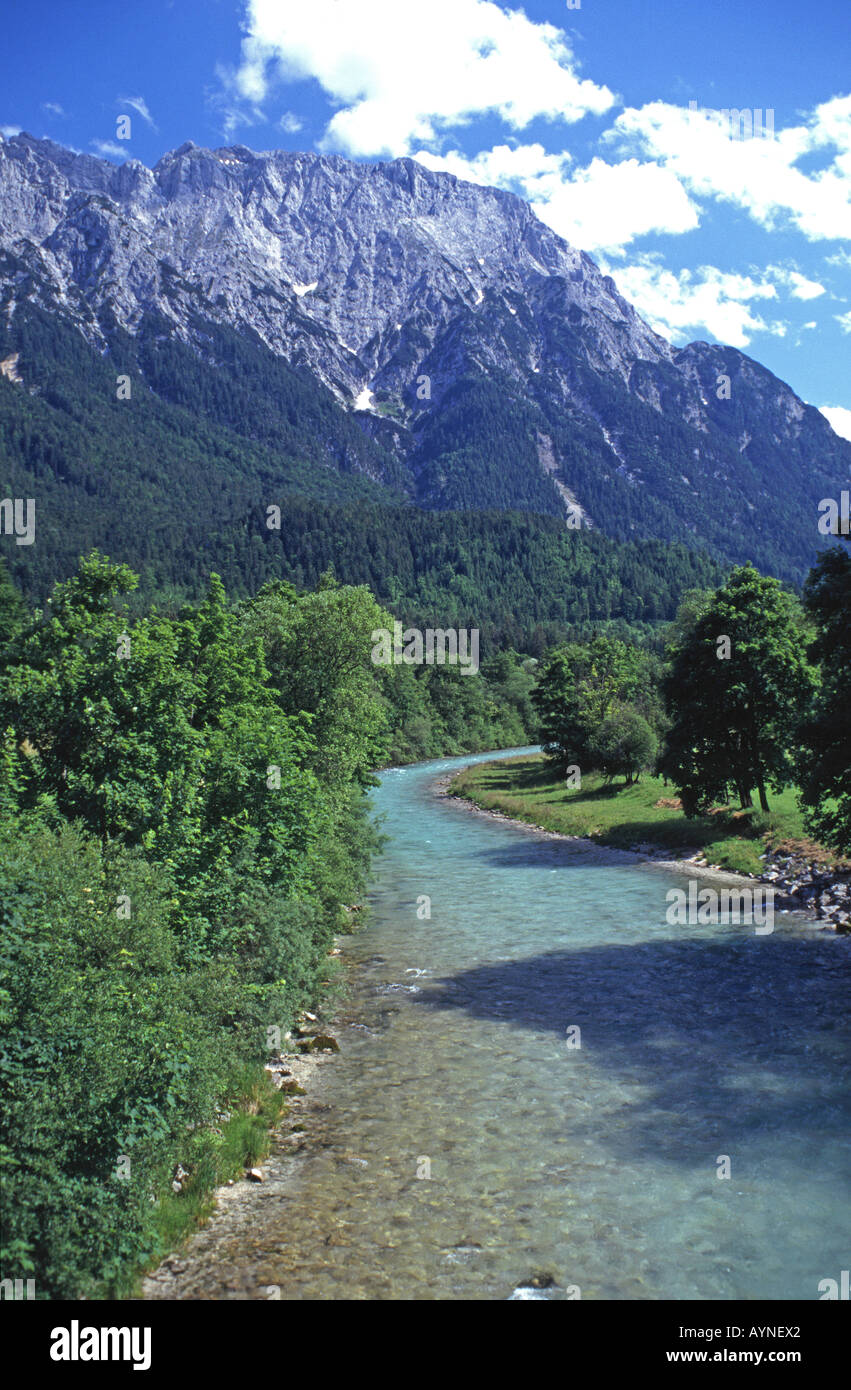 GERMANY. A shallow river near Mittenwald in Bavaria Stock Photo - Alamy