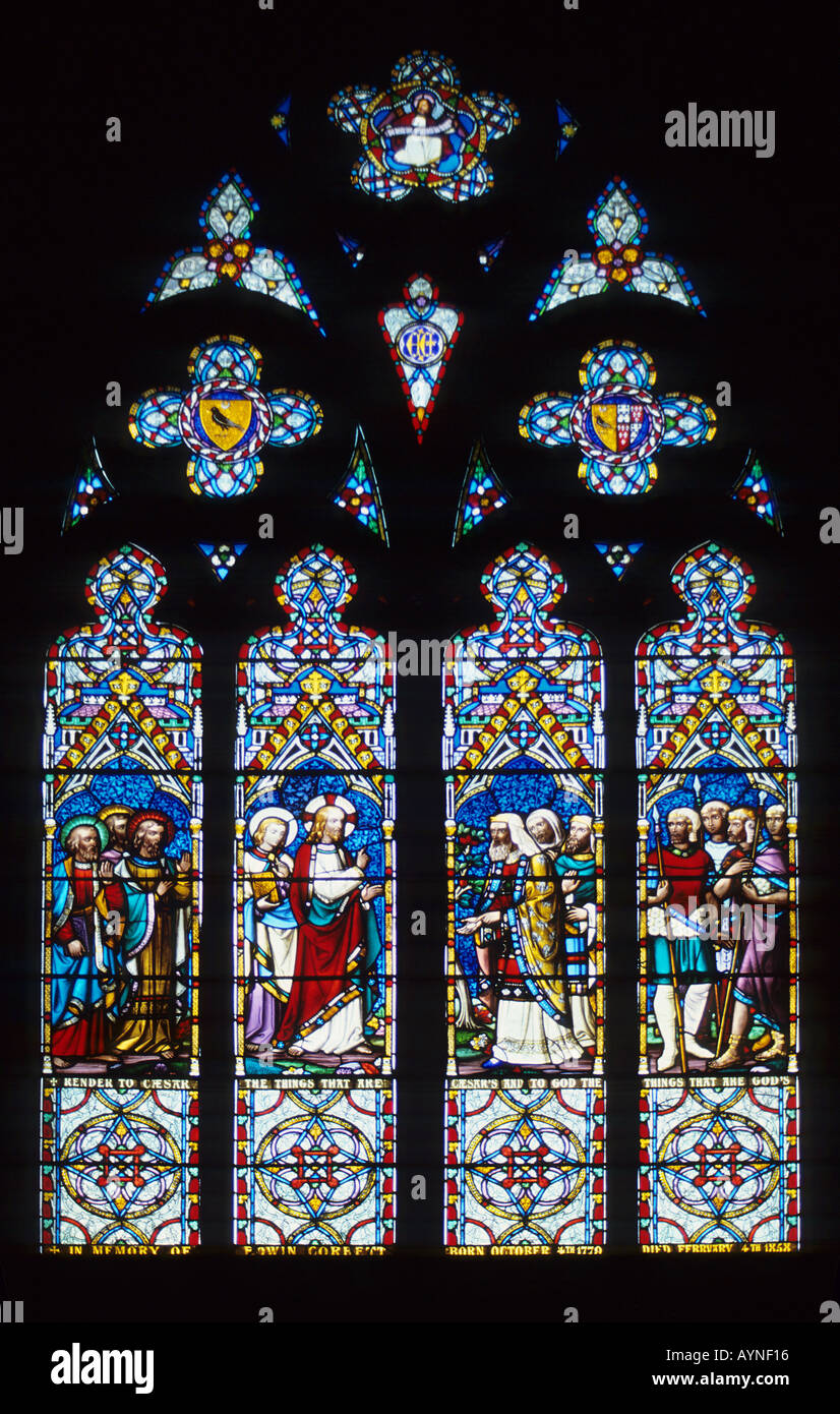 Stained glass window chester cathedral England UK Europe Stock Photo ...