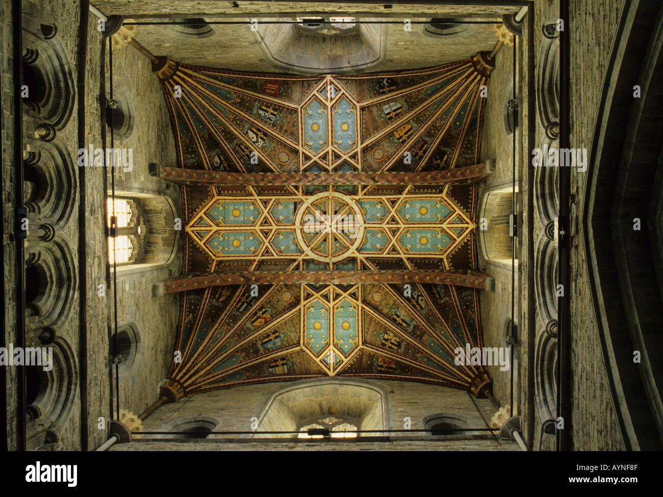 Inside detail of tower Lady Chapel Saint Davids Cathedral Dyfed Wales ...