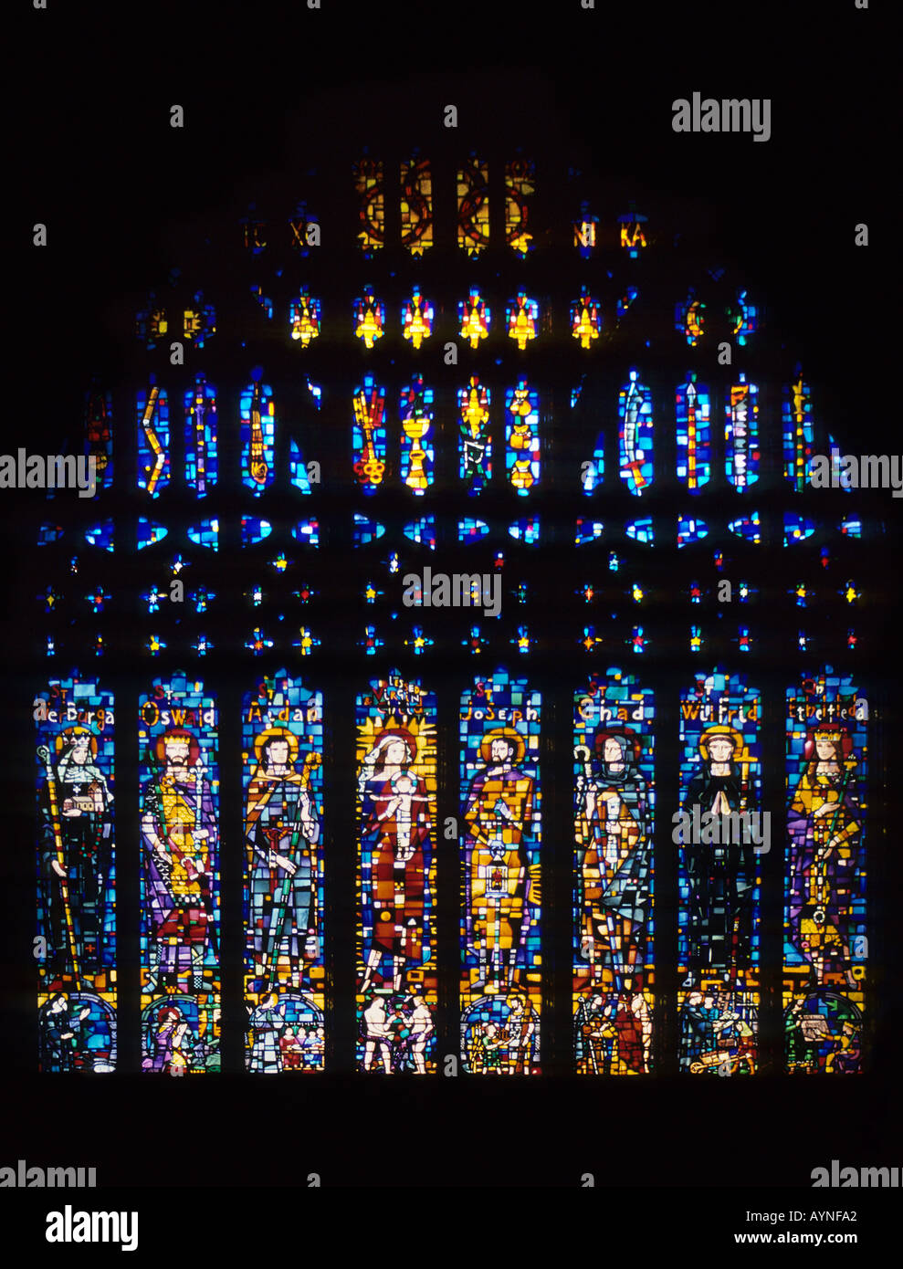Modern Stained glass window Cathedral UK Europe Stock Photo - Alamy