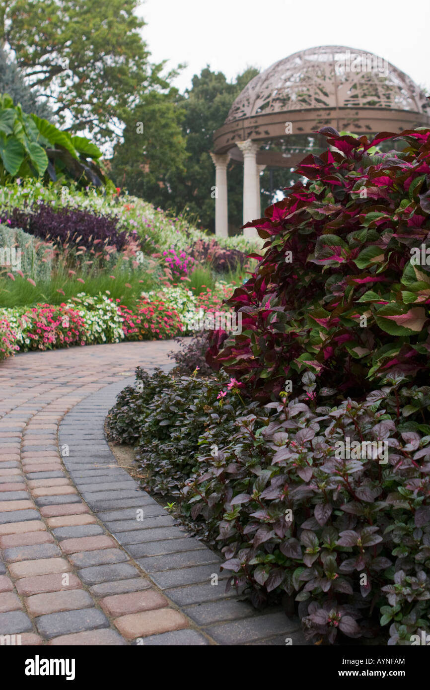 All paths lead to Sunken Gardens entry pavilion Stock Photo - Alamy