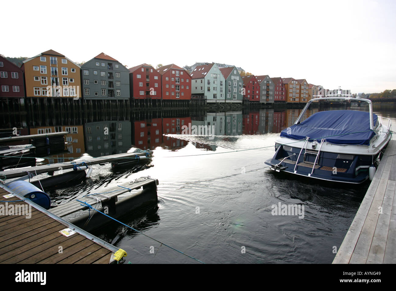 Wharves on the Nidelva River in Trondheim Norway Stock Photo - Alamy