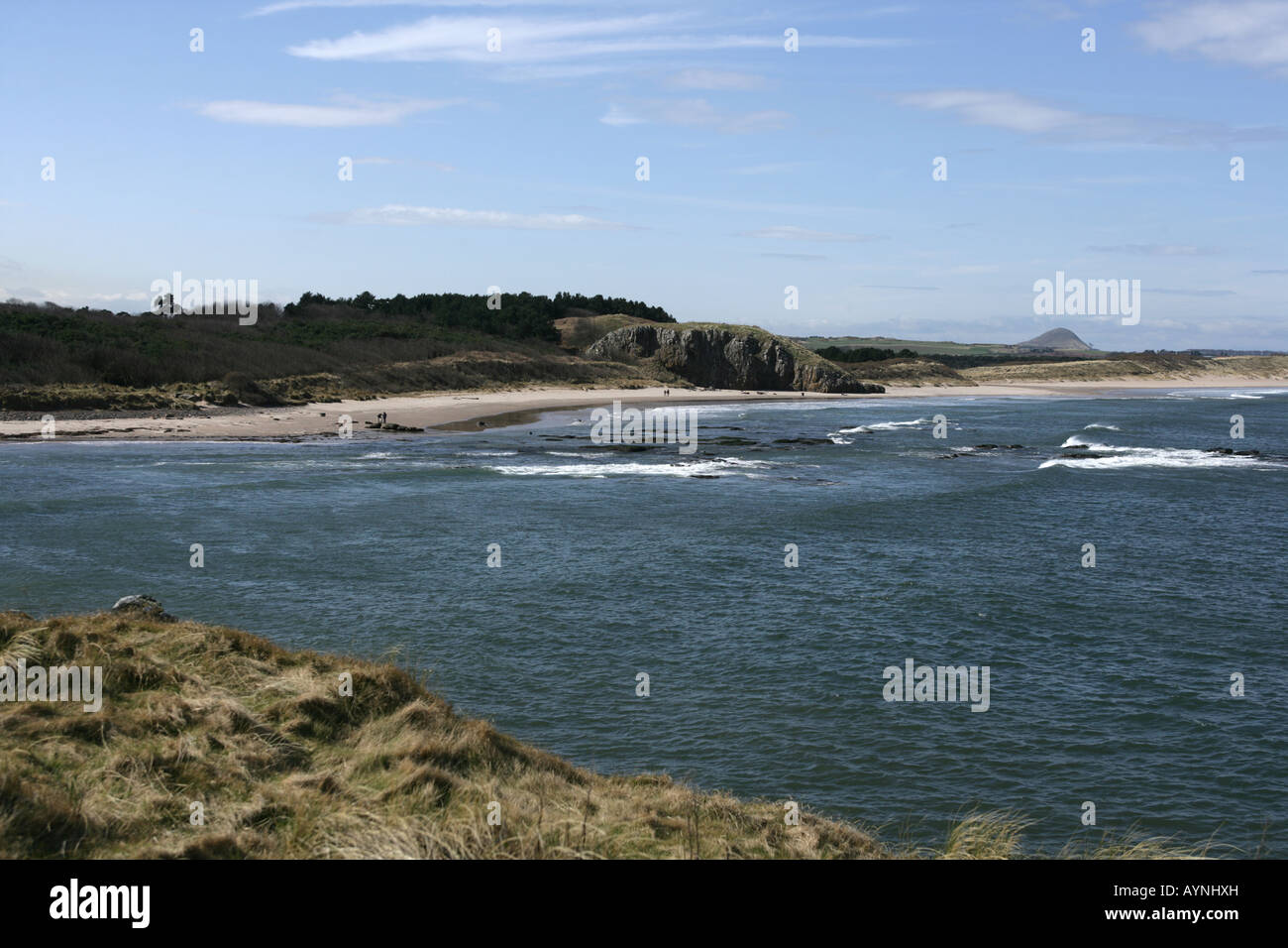 View of North Berwick Law and Bathan's Strand cliffs Stock Photo - Alamy
