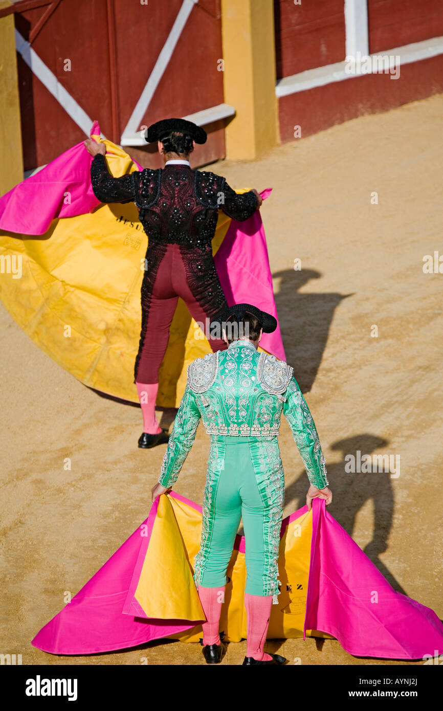 Bullfighters in a bullring before a bullfight Stock Photo - Alamy
