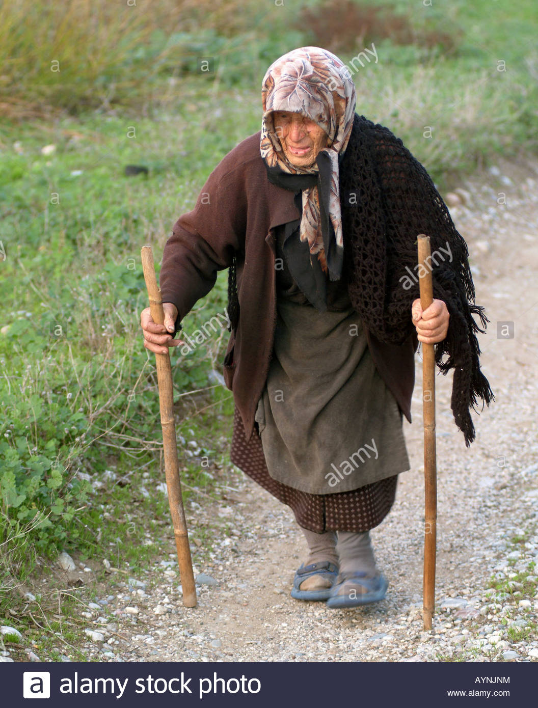 Old ancient greek yaya grandmother dressed in traditional clothes Stock ...
