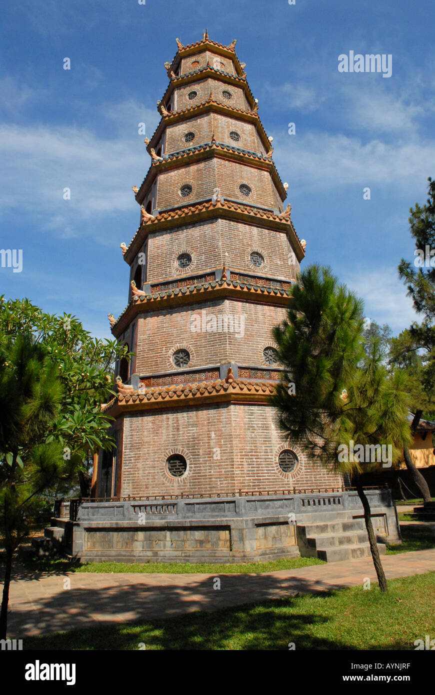 Thien Mu Pagoda Buddhist temple along the shores of the Perfume river ...