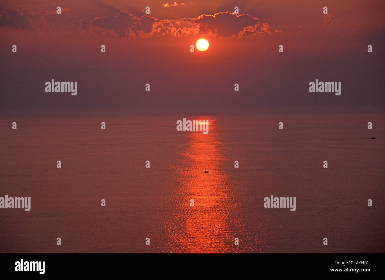 MALTA Sunset over the Mediterranean as seen from Valletta Stock Photo ...