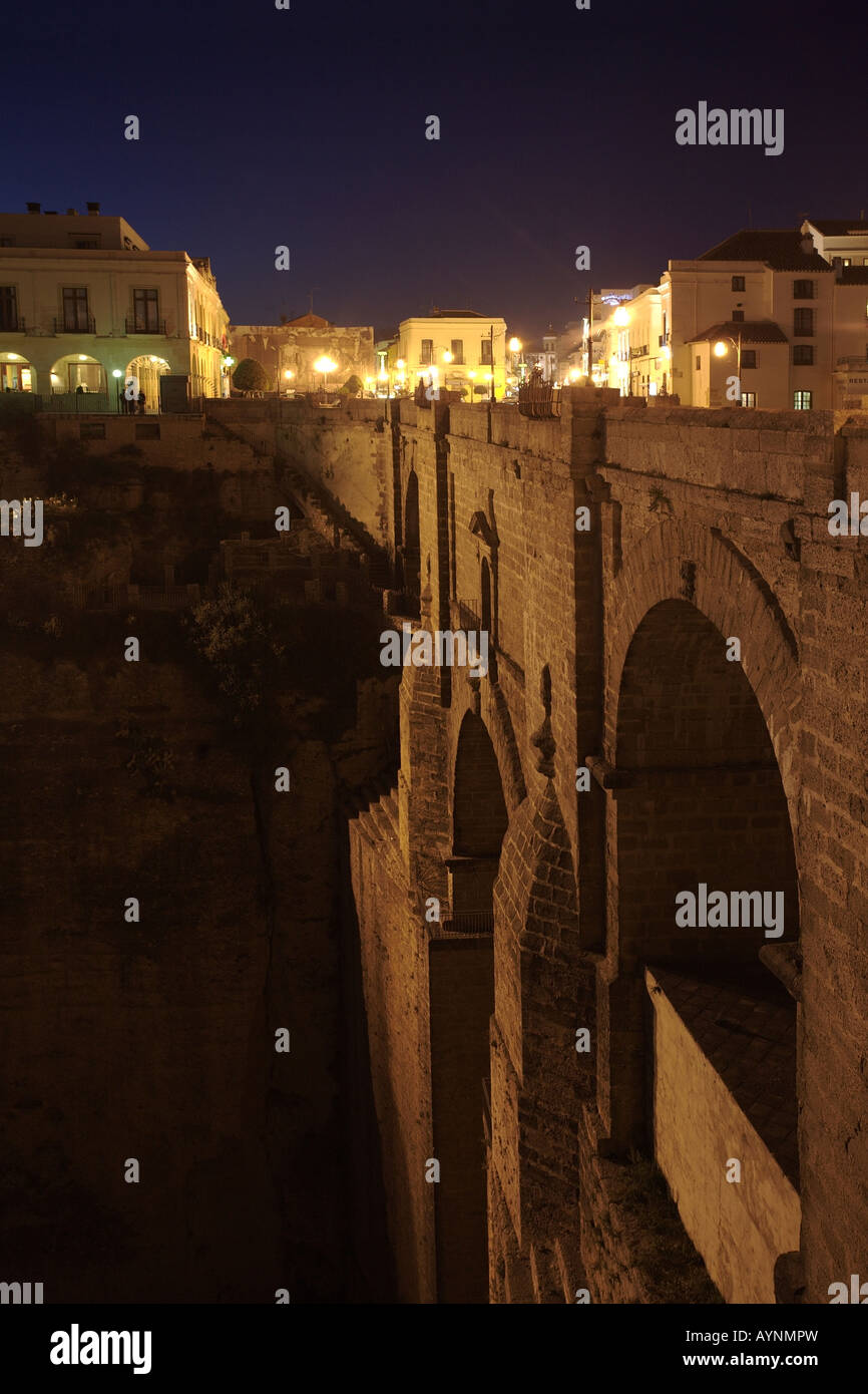 The new bridge seen at night. Ronda, Andalusia, Spain Stock Photo - Alamy