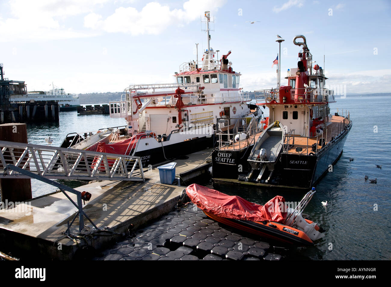 Seattle Washington State USA Elliott Bay Waterfront coast guard vessels ...