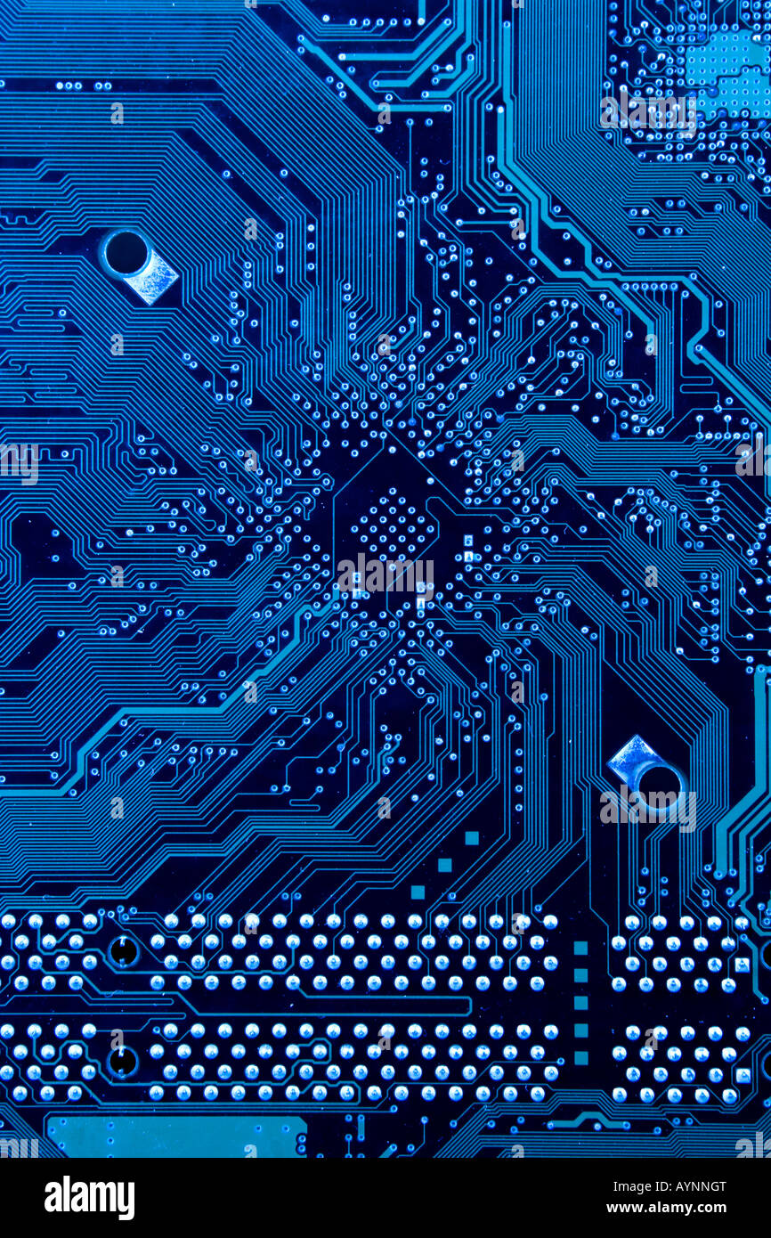 Computer circuit board in cold blue Stock Photo - Alamy