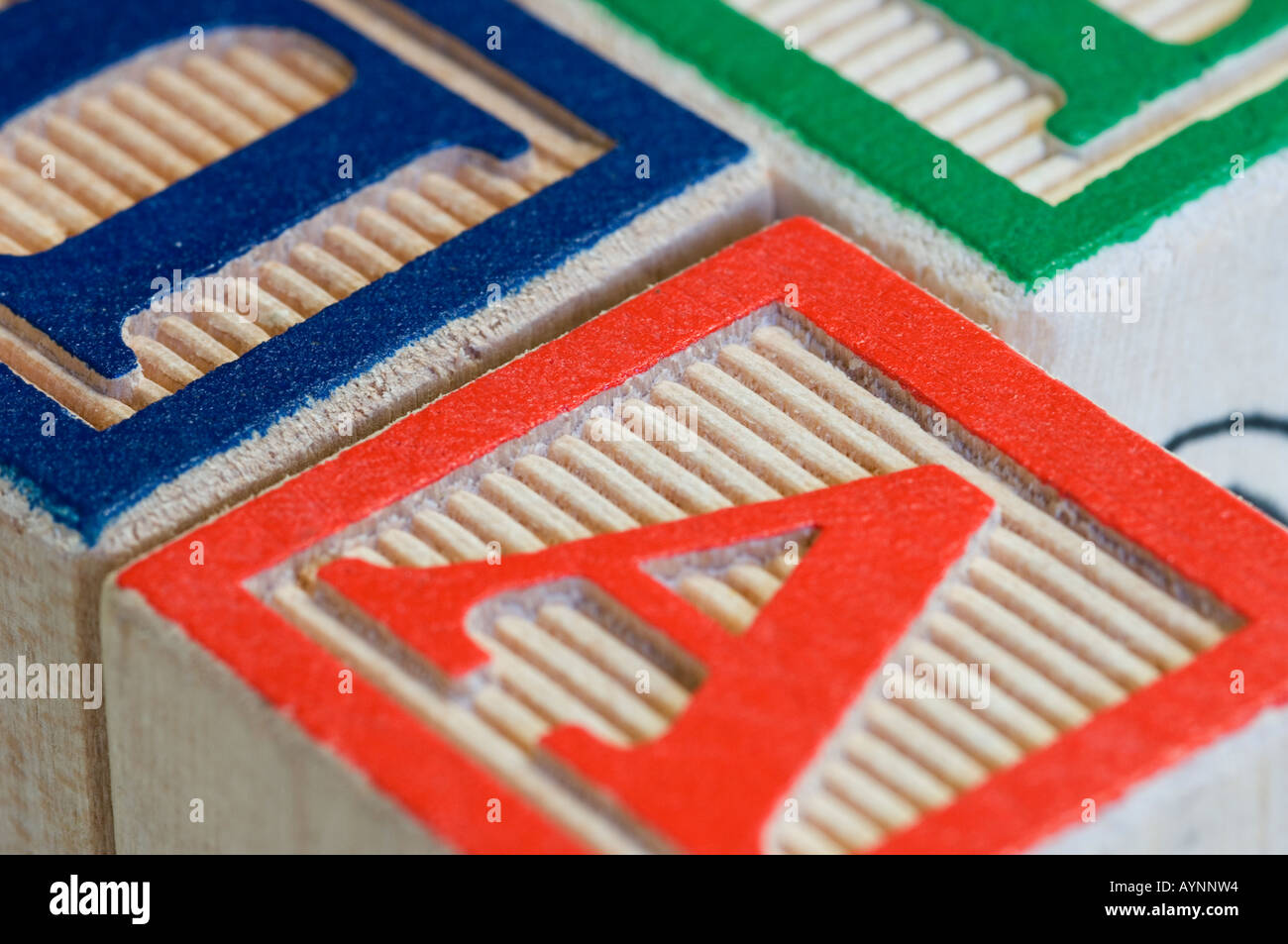 Close up of Coloured wooden Toy Bricks brick alphabet letter Stock ...