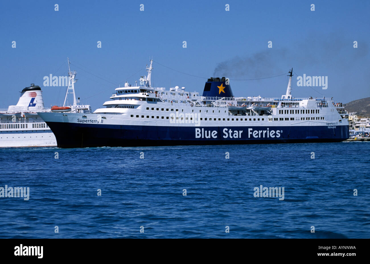 The Superferry 2 at Tinos in the Greek Aegean Islands Stock Photo - Alamy