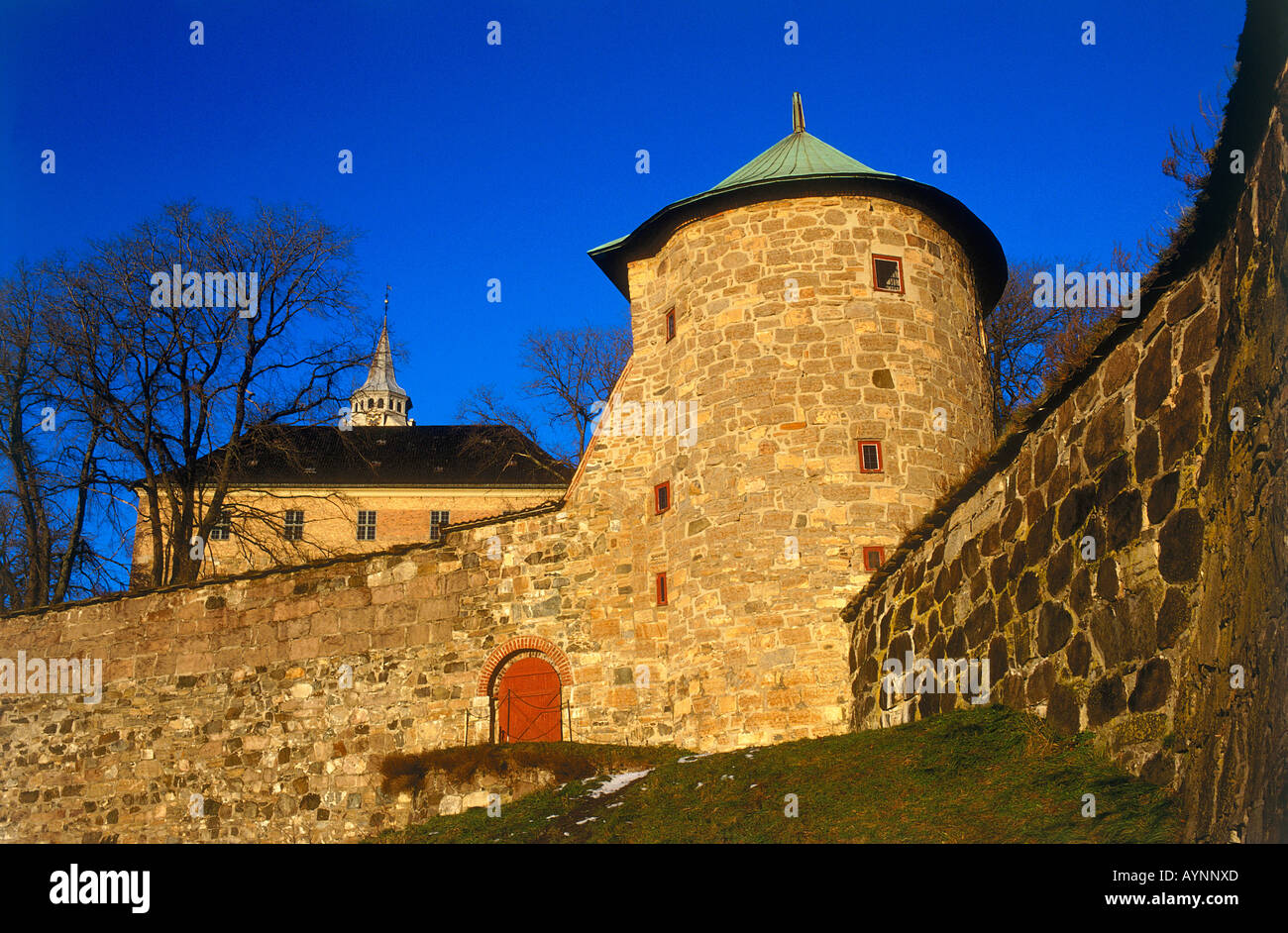 View along the walls and a lookout tower of Akerhus Slott Akerhus ...