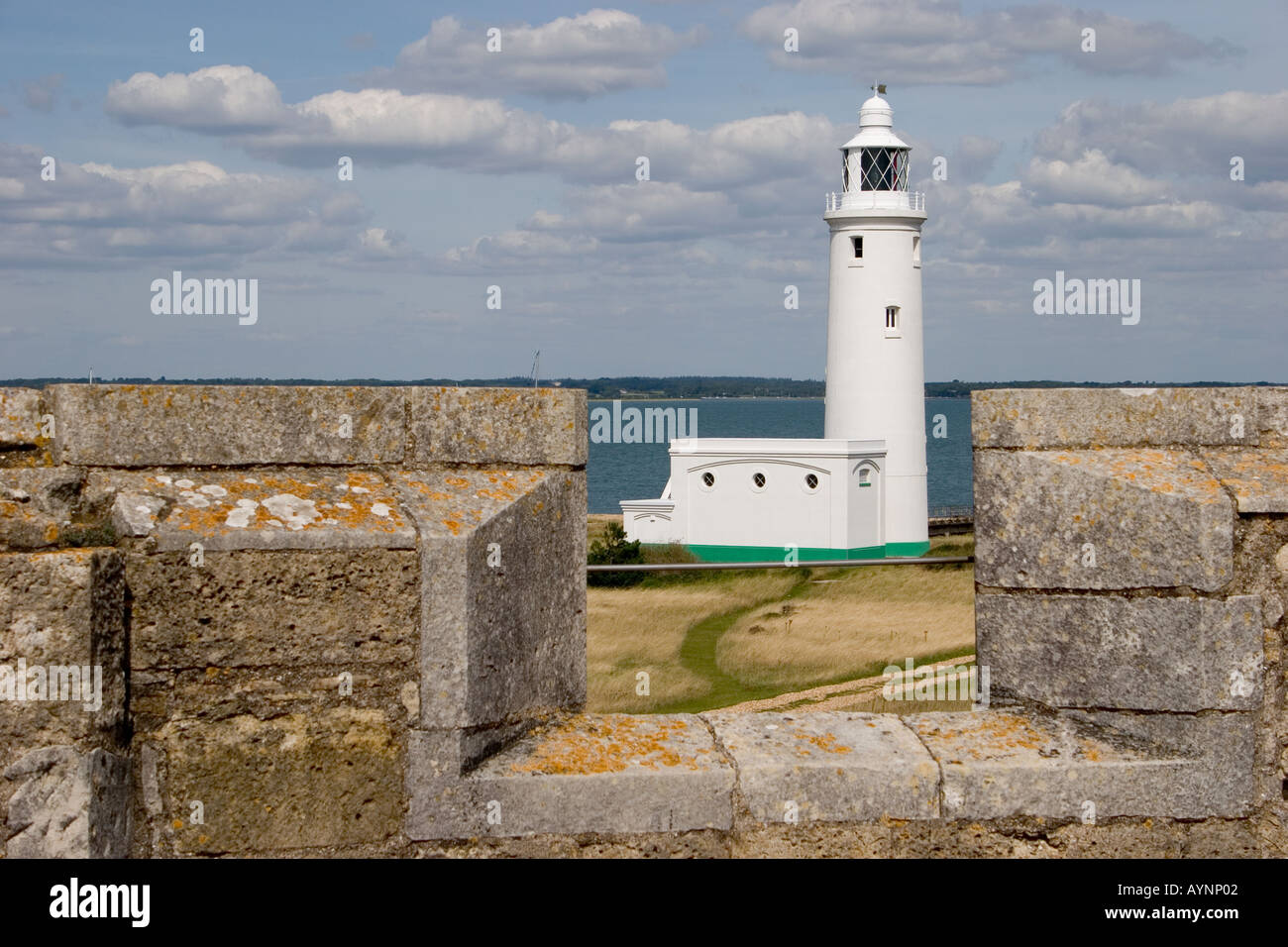 The Lighthouse at Hurst Point in Hampshire over looking the Solent and ...