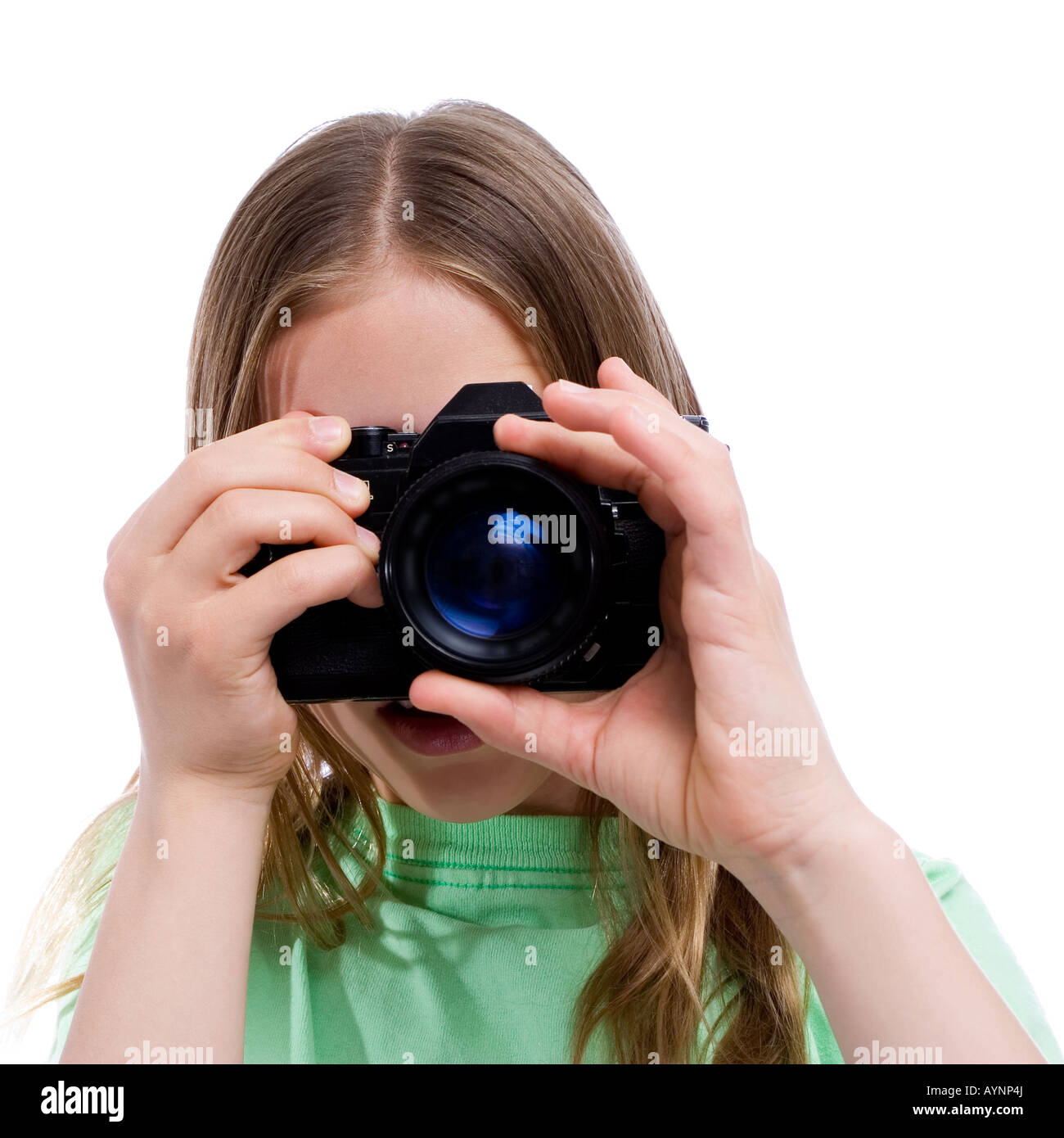 young girl pointing her camera at you Stock Photo - Alamy