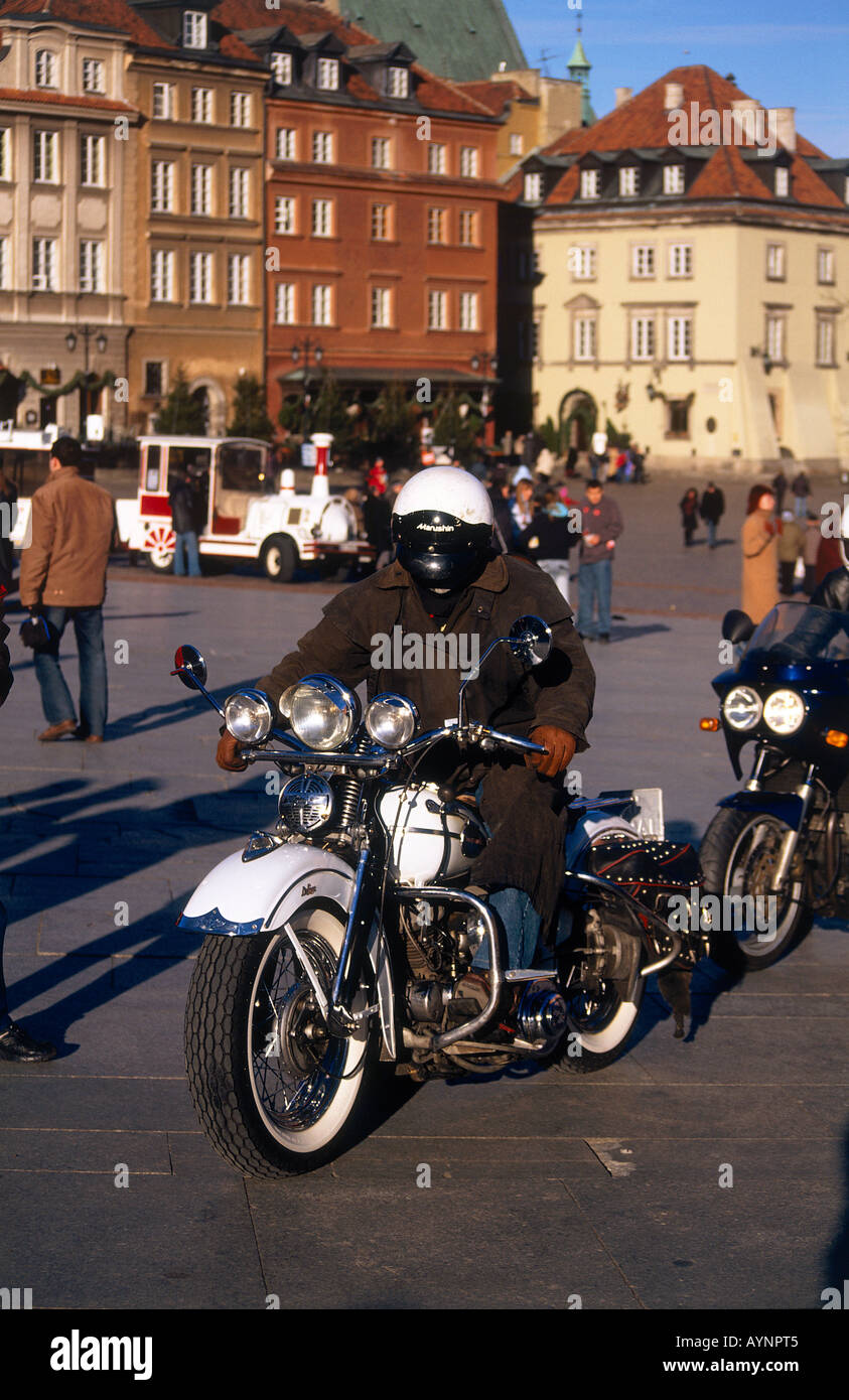 A person on an old fashioned motorbike on the Royal Way Warsaw Stock ...