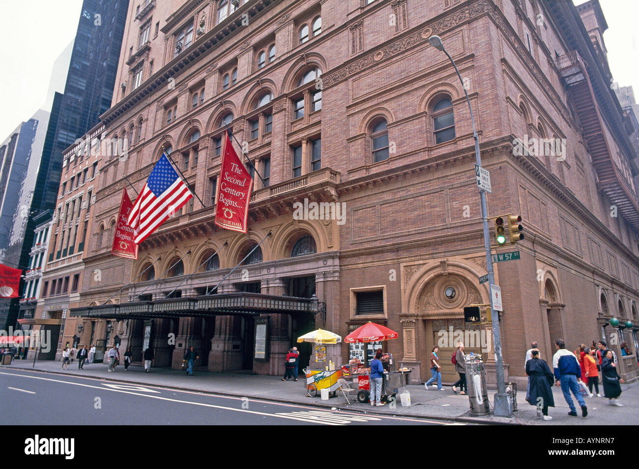 Carnegie hall entrance flags hi-res stock photography and images - Alamy