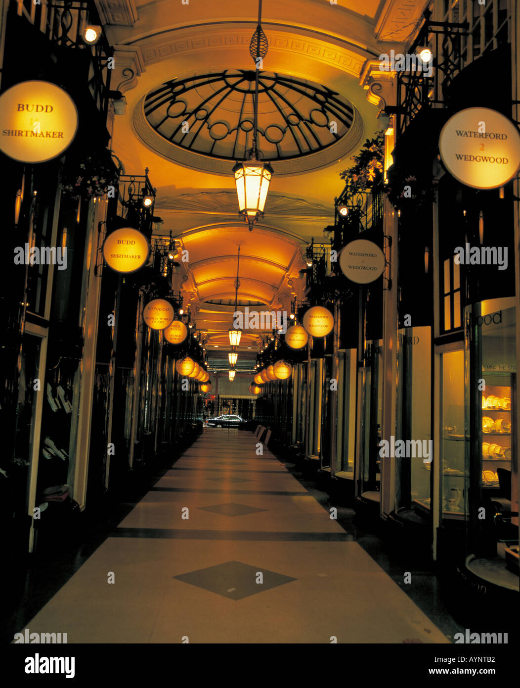 Hallway with Shops Stock Photo - Alamy