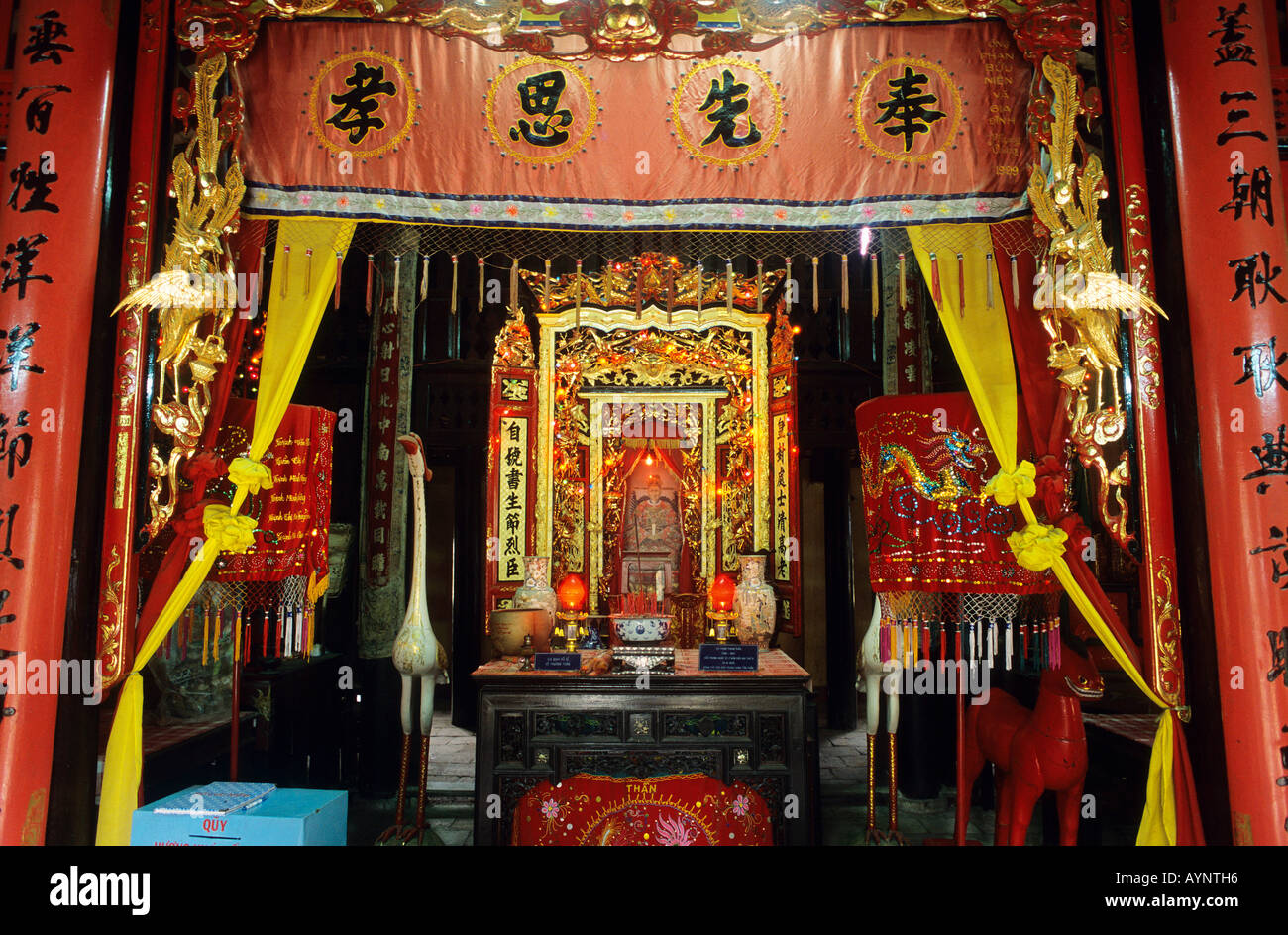 The altar at Vinh Long s confucius Temple in the Mekong Delta Stock ...