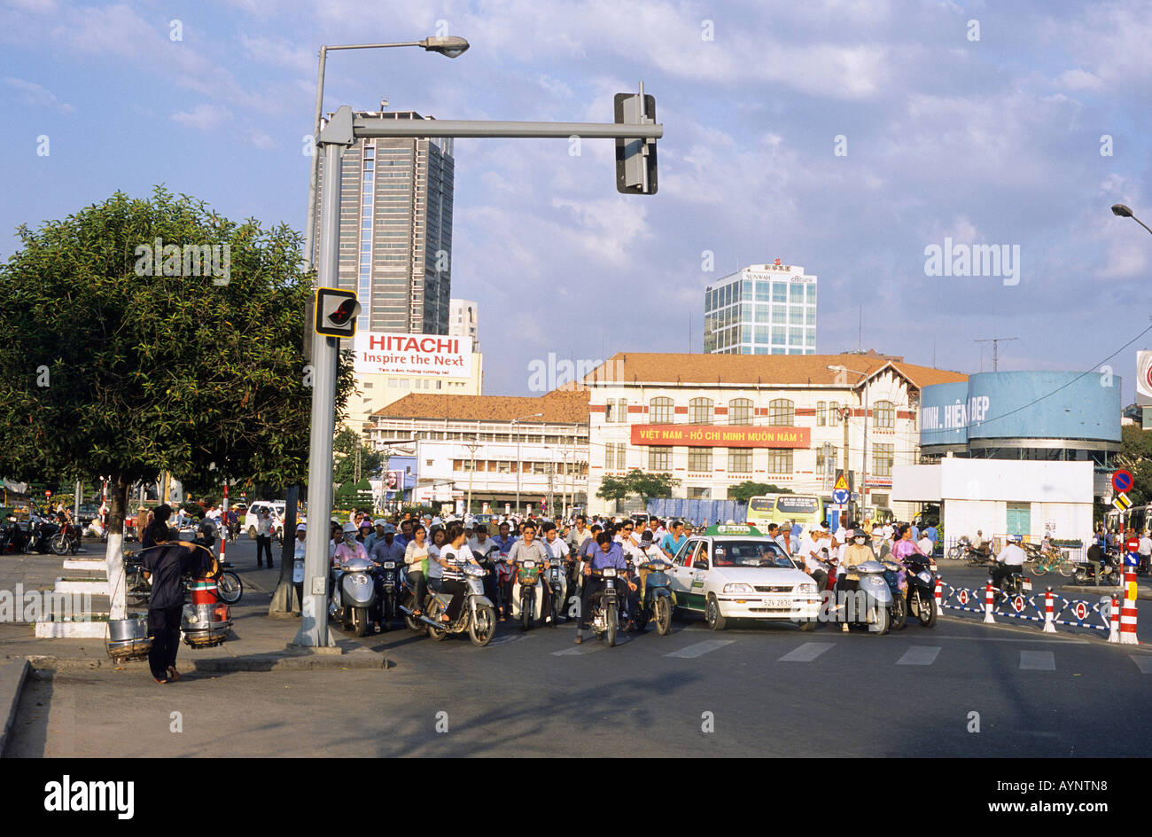 Traffic lights and queue of traffic in Ho Chi Minh city Saigon Stock ...