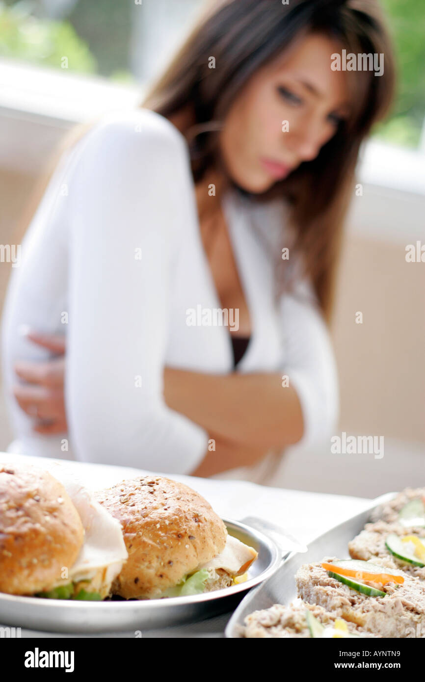 Woman refusing food Stock Photo - Alamy