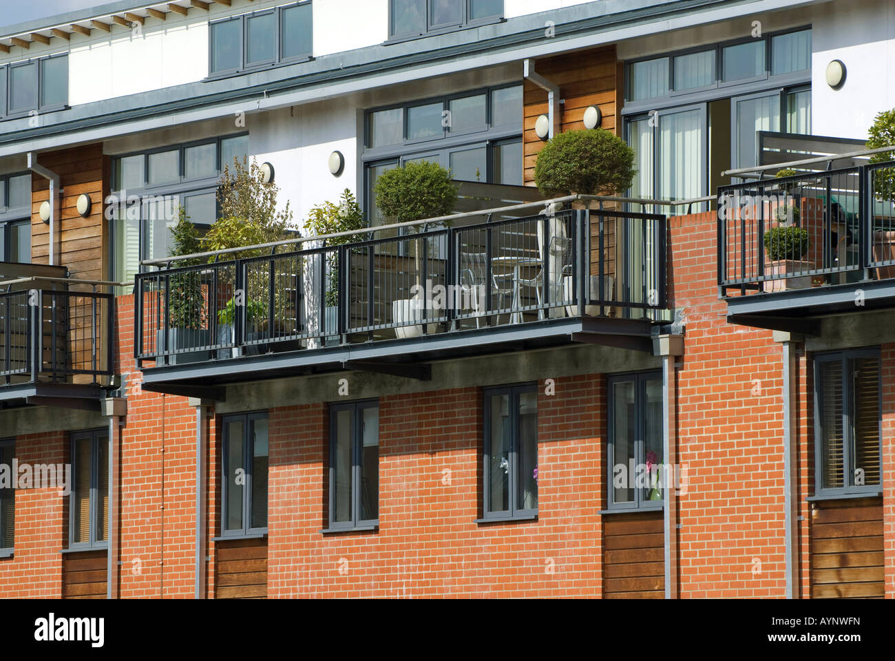 balcony on modern apartment block Stock Photo - Alamy