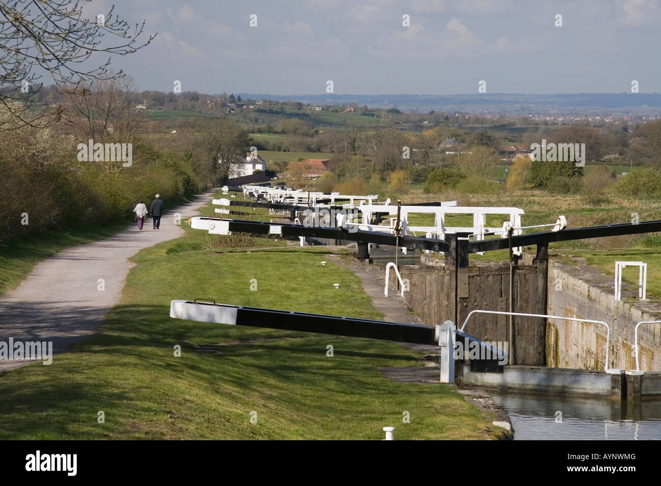 Caen Hill Flight Kennet and Avon Canal Devizes Wiltshire England uk ...