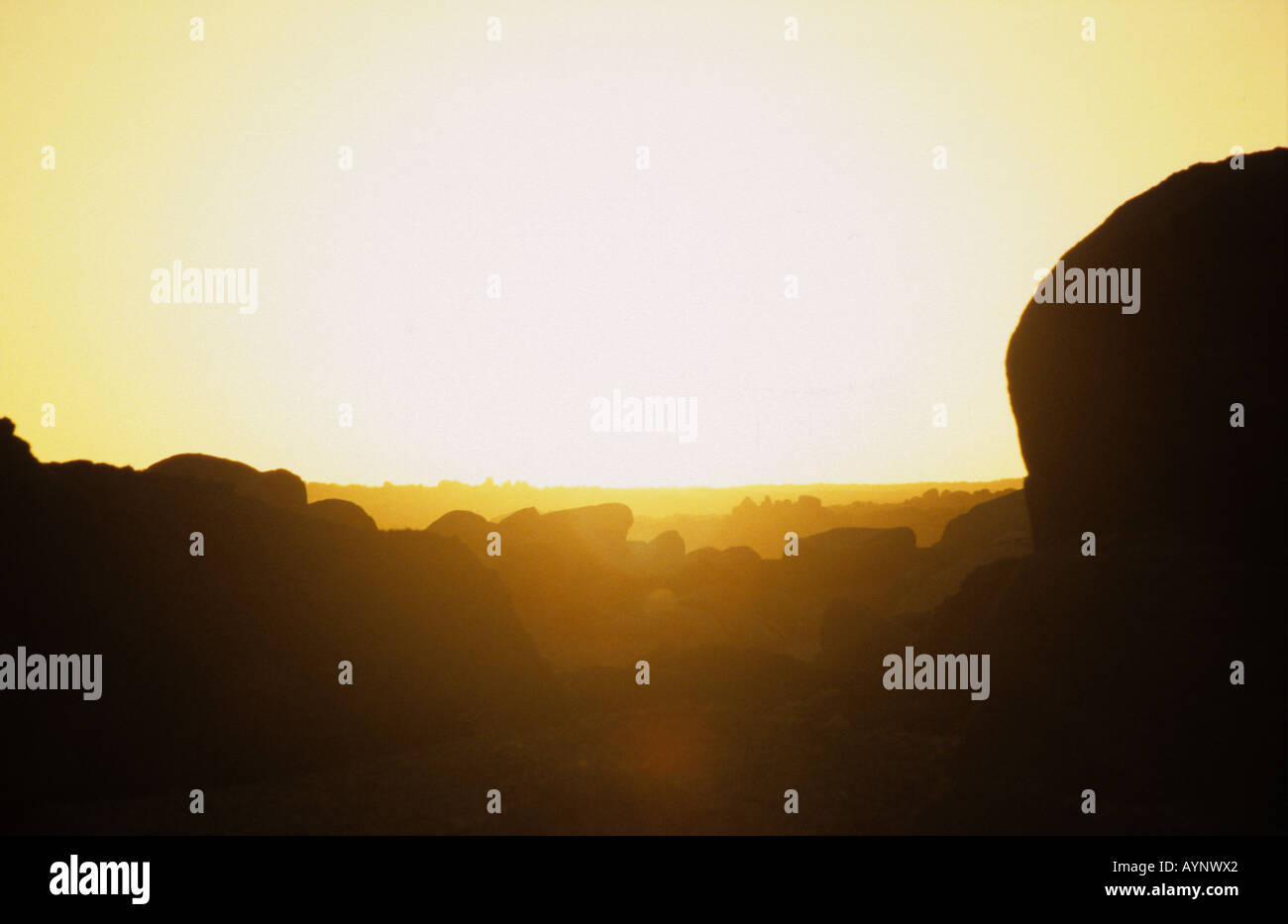 The black rocks of Kidal in the sunset, Sahara Desert, Mali, West ...