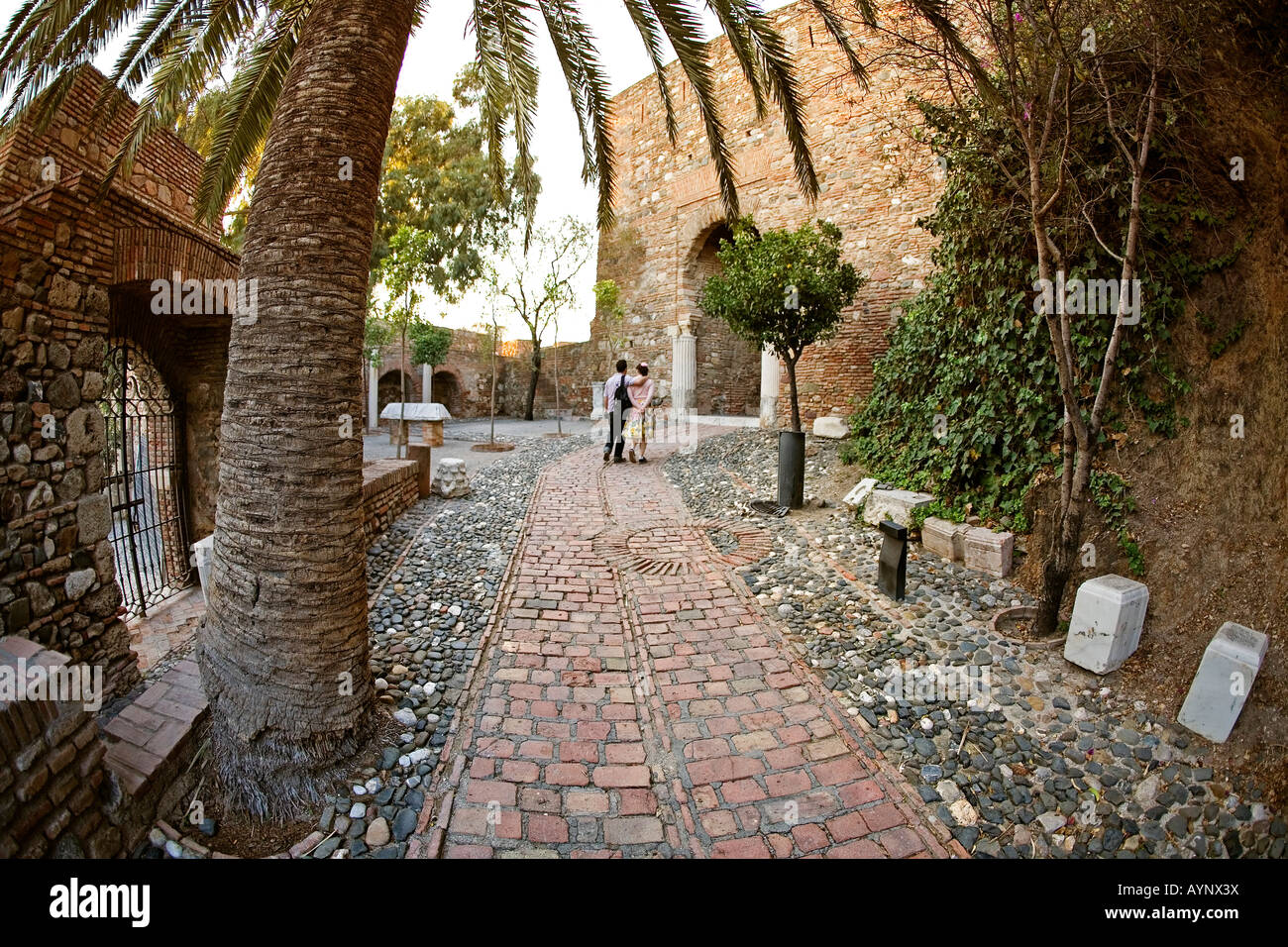 Walls and gardens of the columns citadel malaga costa del sol andalusia ...