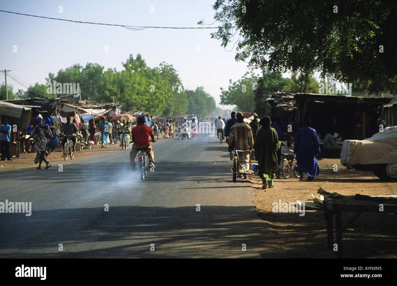 Road heading North from the capital city of Bamako, Mali, West Africa ...
