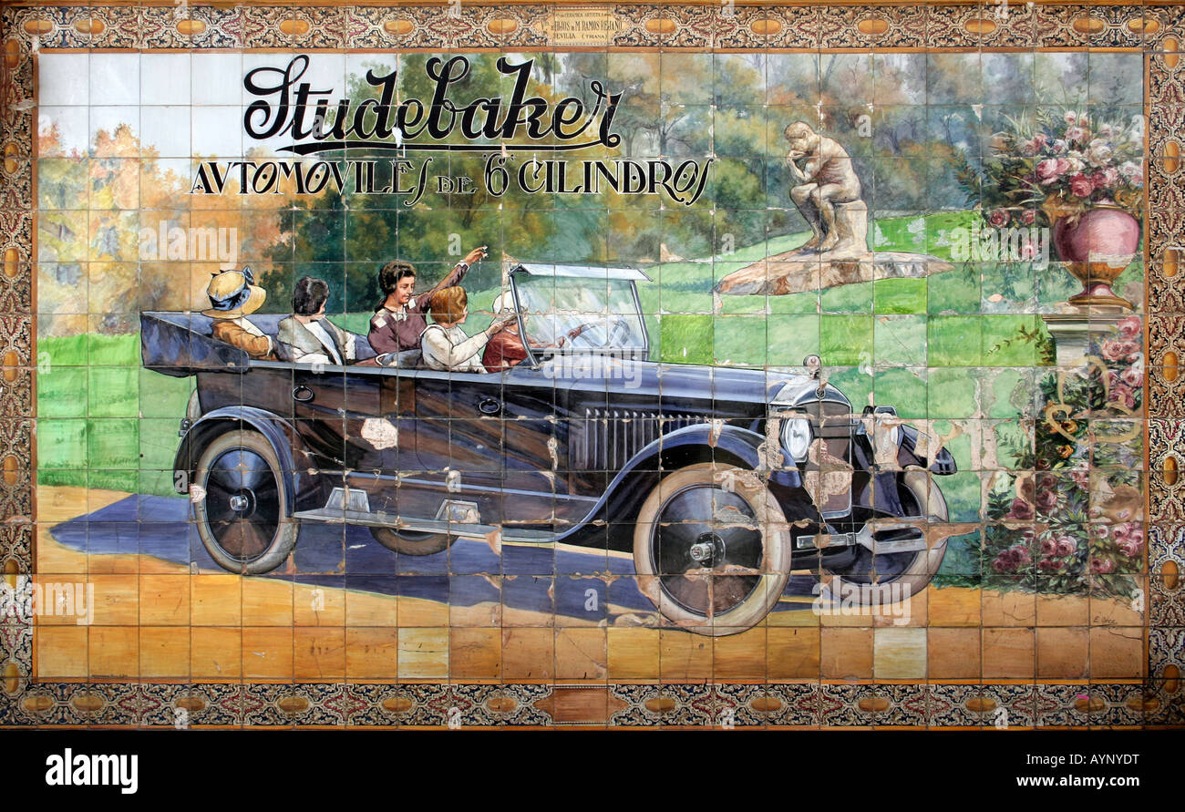 Old Tiled Panel of Car in the centre of Seville Spain Stock Photo - Alamy
