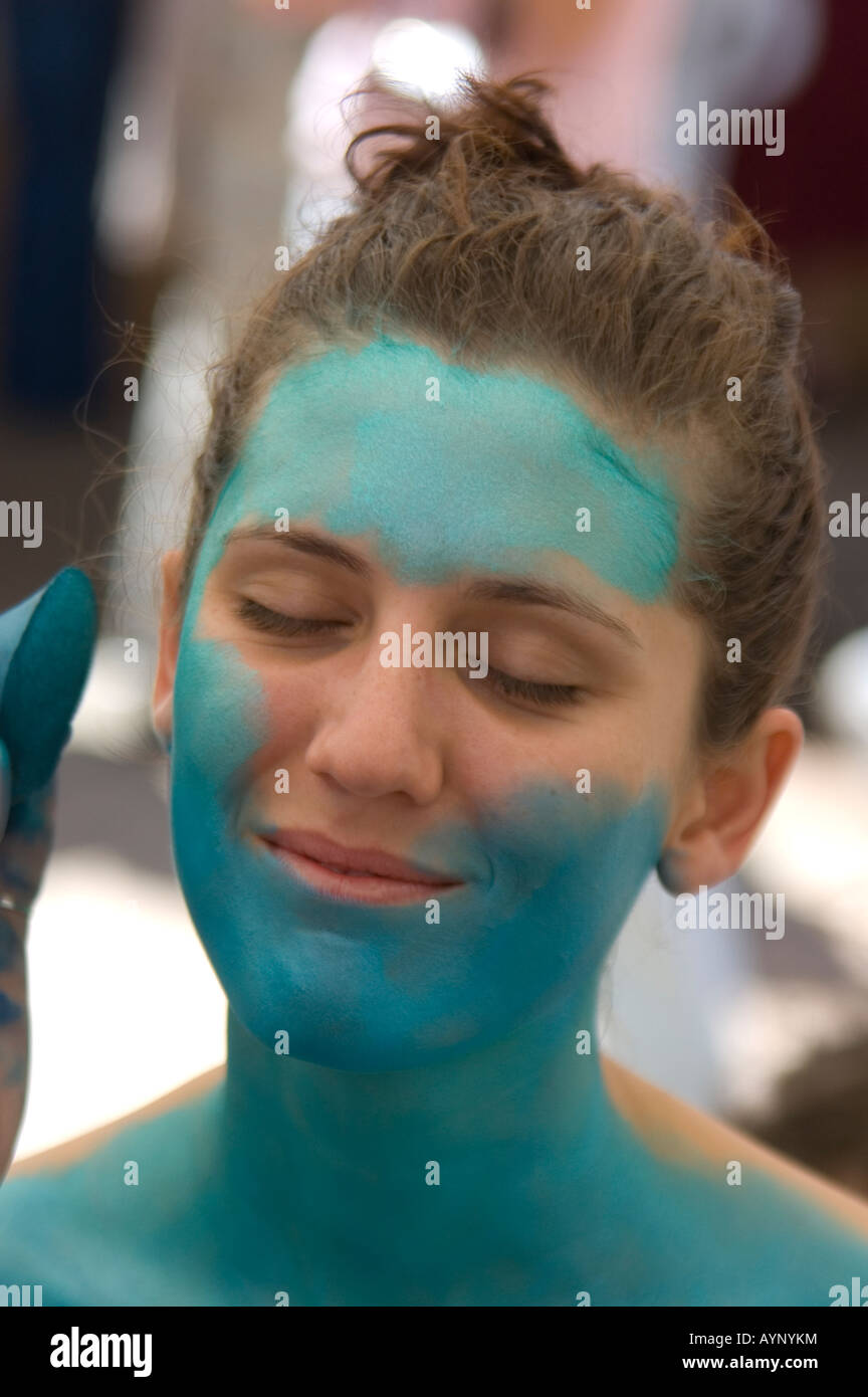 woman with blue face Stock Photo - Alamy