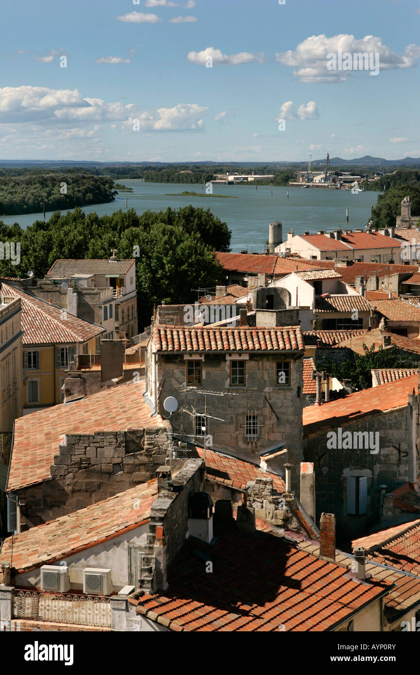 View of Arles and the river Rhone, Arles, Provence, France Stock Photo ...