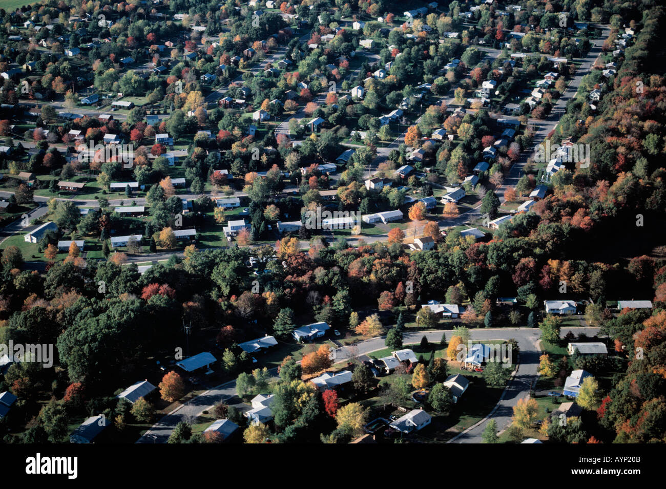 Aerial view of Suburban development in autumn Stock Photo - Alamy