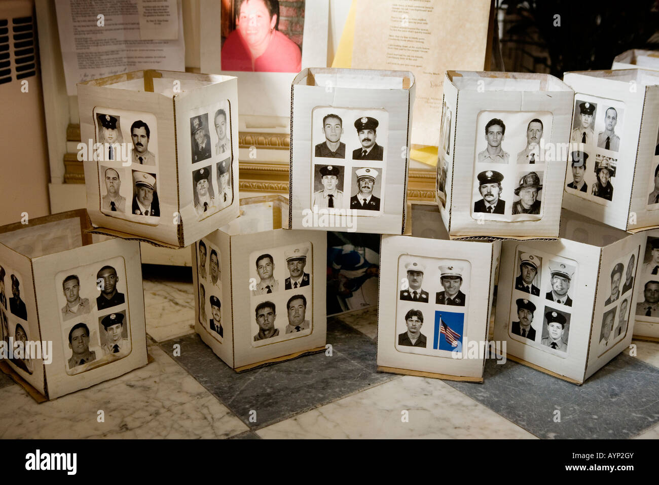 Shrine to deceased 911 rescue workers St Saint Pauls Chapel Ground Zero ...